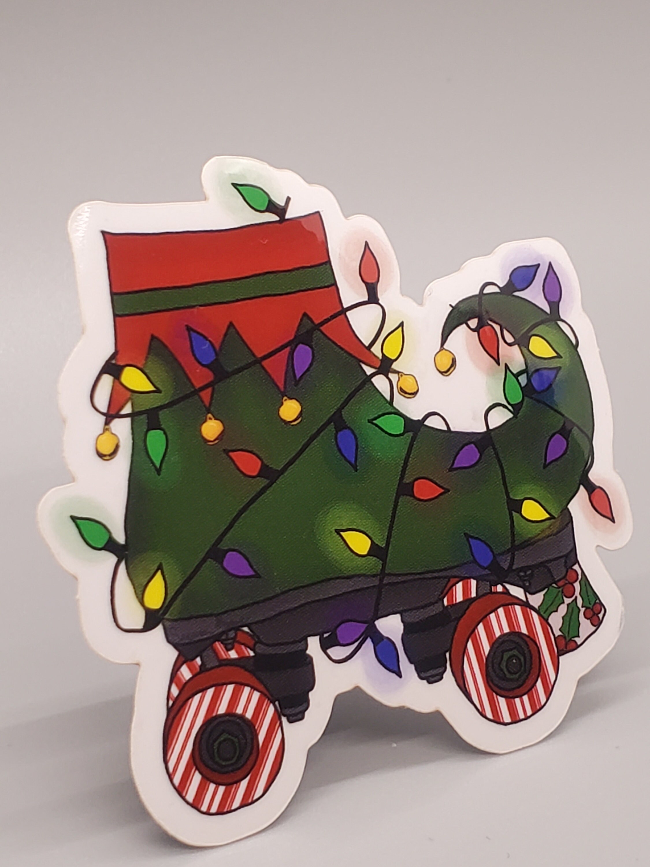 Elf Shoe Roller Skate With Christmas Lights - Transparent Sticker - Etsy