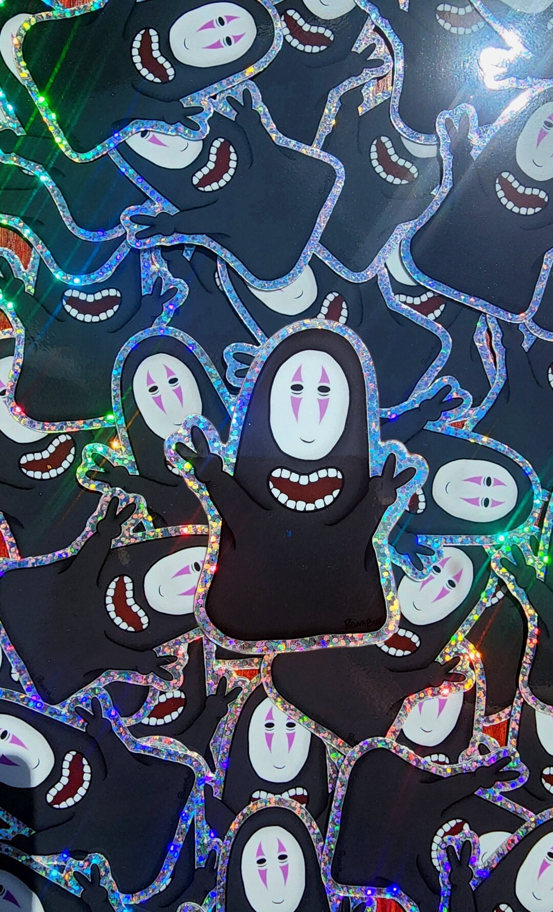 Glitter No Face Sticker | Heavy Duty & Waterproof | Kawaii No Face W ...