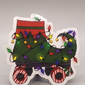 Elf Shoe Roller Skate With Christmas Lights - Transparent Sticker - Etsy