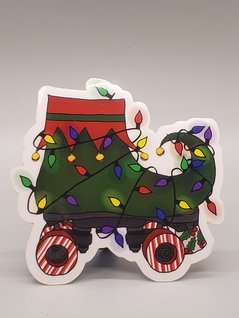 Elf Shoe Roller Skate With Christmas Lights - Transparent Sticker - Etsy