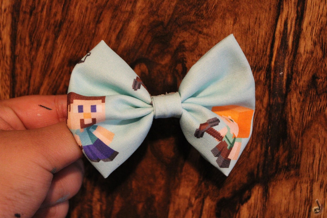 Minecraft Hair Bows pickaxes torches Steve and Alex hair | Etsy