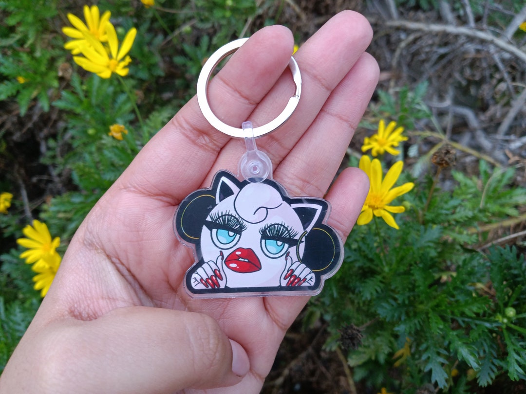 Baddiepuff Acrylic Keychain | Sassy Pink Baddiemon Anime Parody - Etsy