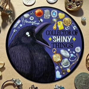 Collector of Shiny Things Crow Vinyl Sticker| Fun Corvid Bird and ...