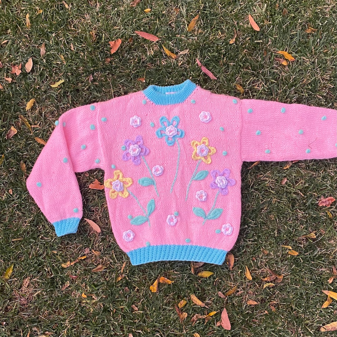Vintage Flower Sweater XS - Etsy