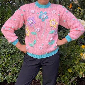 Vintage Flower Sweater XS - Etsy