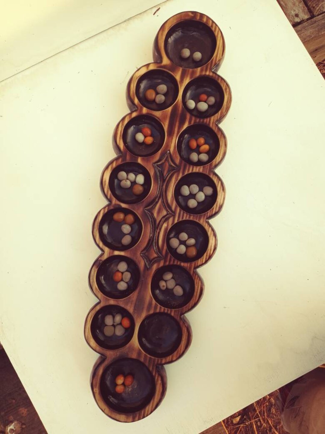 Solid Wood African Warri/oware Board With Warri Seeds - Etsy