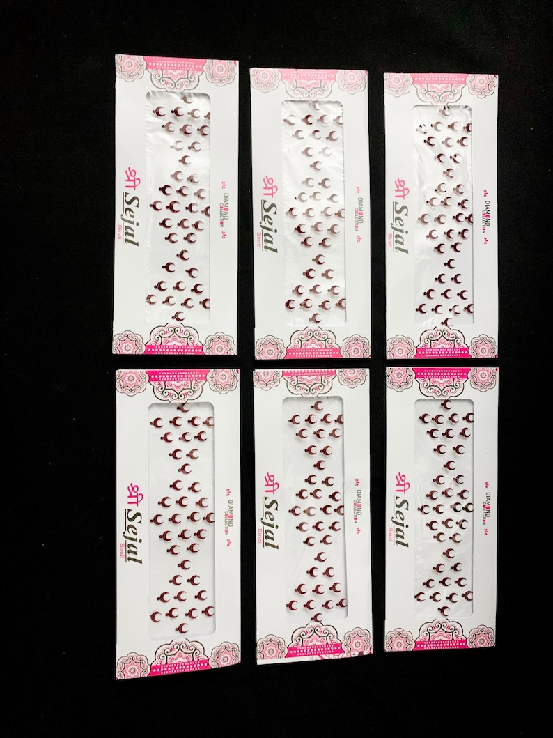 Half Moon Bindis, Maroon Velvet Self Adhesive Temporary Forehead Tattoo ...