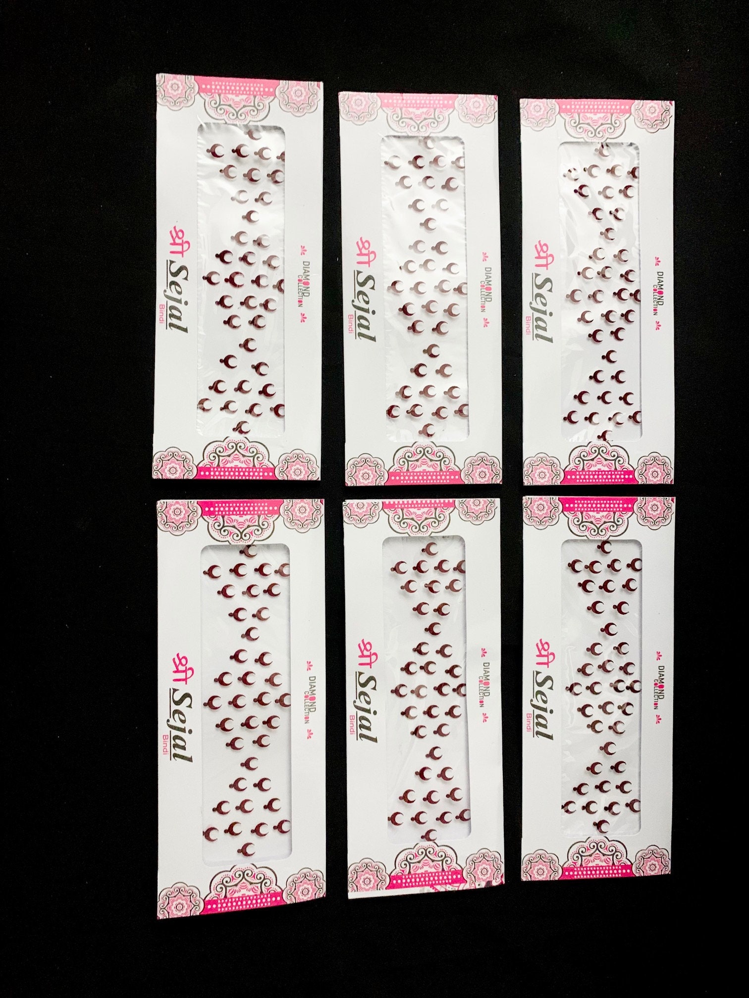 Half Moon Bindis, Maroon Velvet Self Adhesive Temporary Forehead Tattoo ...