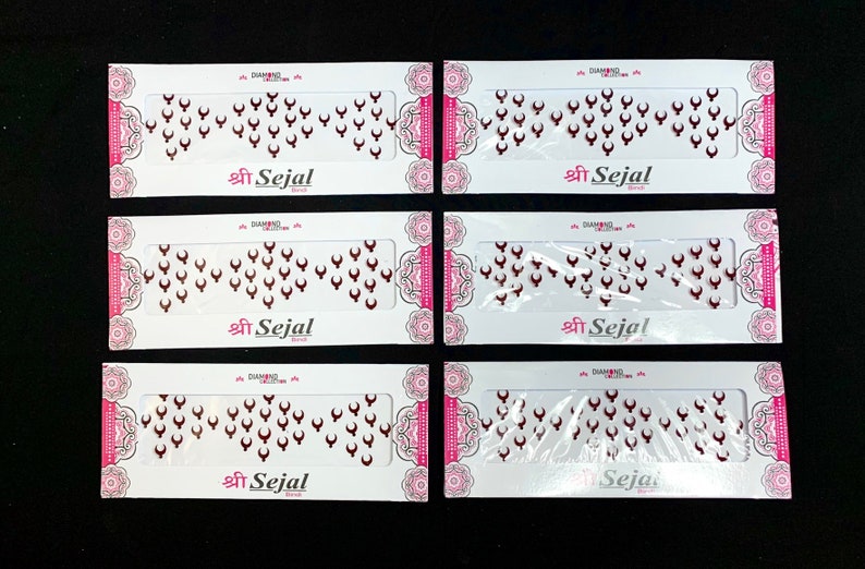 Half Moon Bindis, Maroon Velvet Self Adhesive Temporary Forehead Tattoo ...