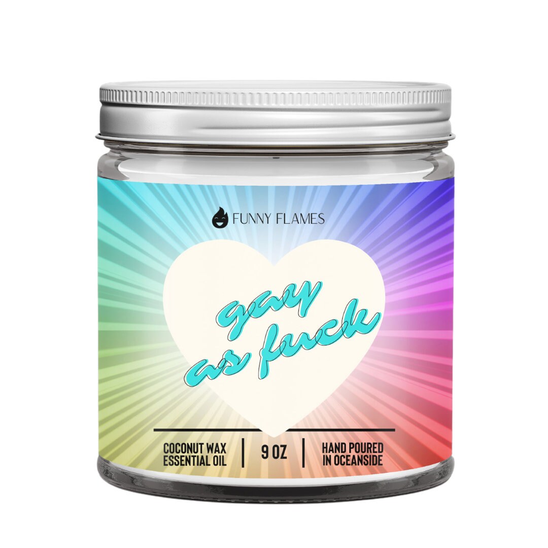 Gay as Fck Candle, LGBTQ Funny Candle, Rainbow Gay Pride Scented Soy ...