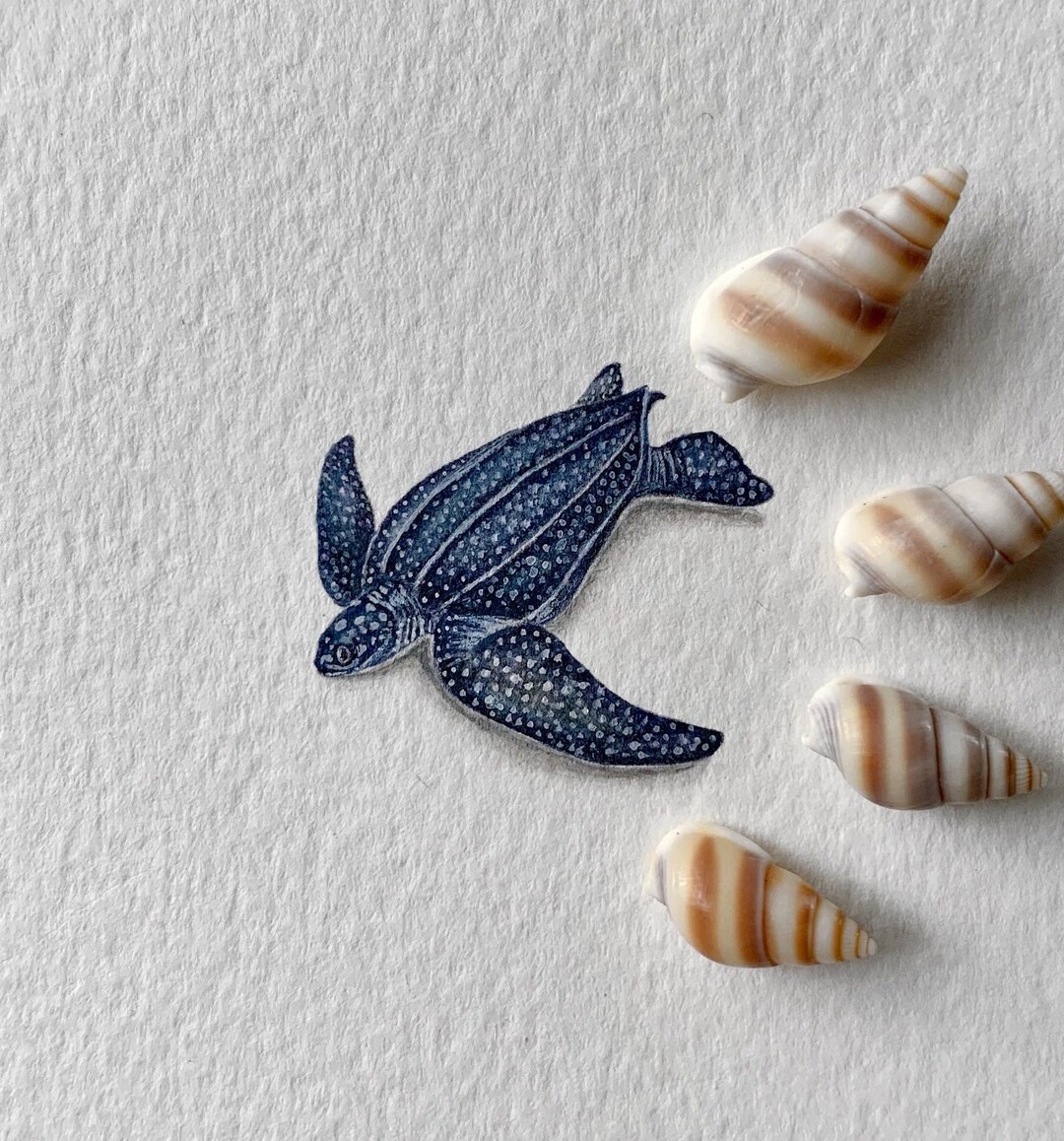 Leatherback Turtle, Original Painting, Tiny Art - Etsy