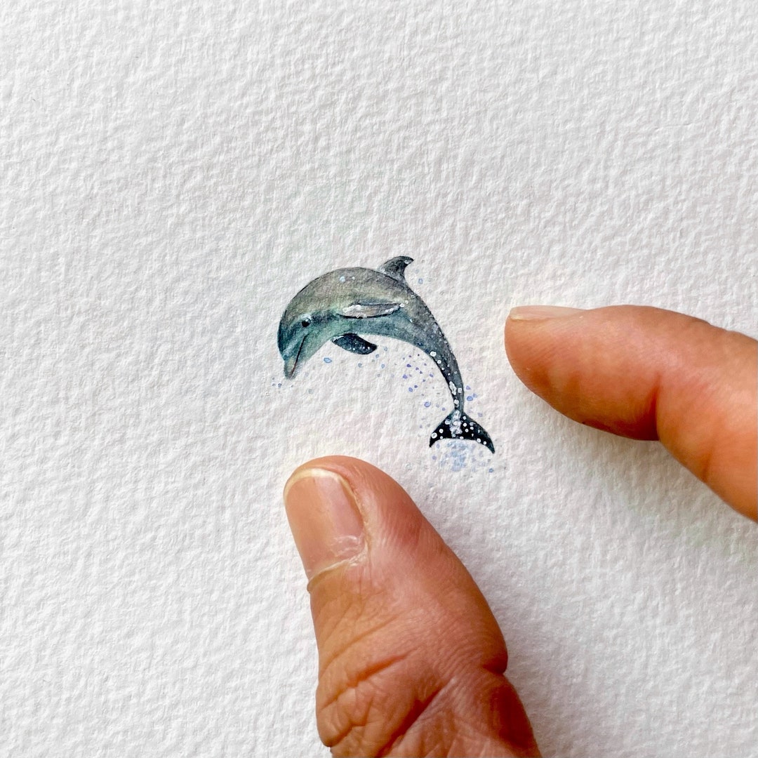 Bottlenose Dolphin, Original Painting, Tiny Art - Etsy