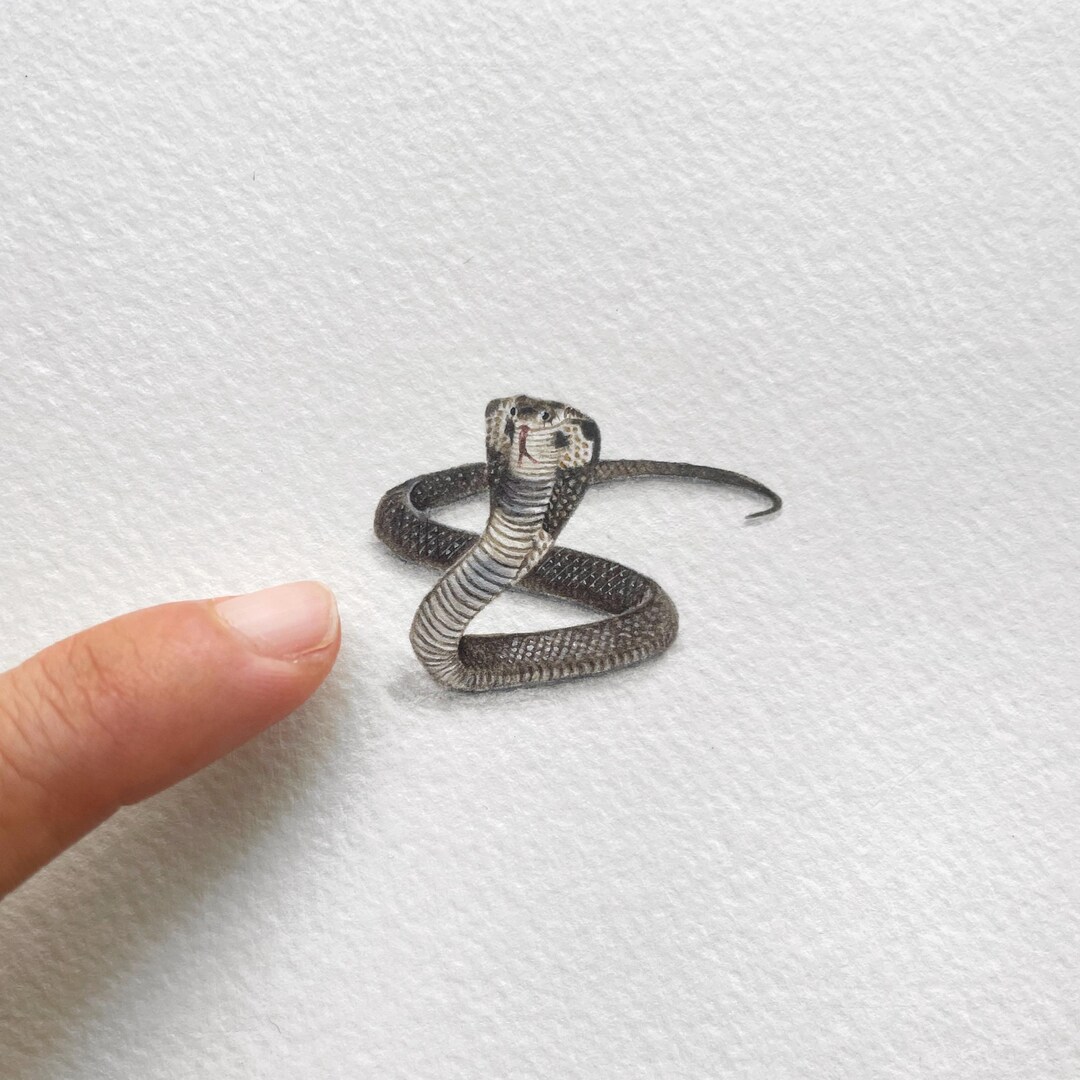 Cobra, Original Watercolor Painting, Tiny Art, Wildlife, Snake - Etsy