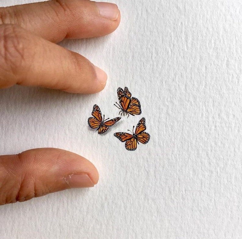 Monarch Butterflies Miniature Painting Tiny Art - Etsy
