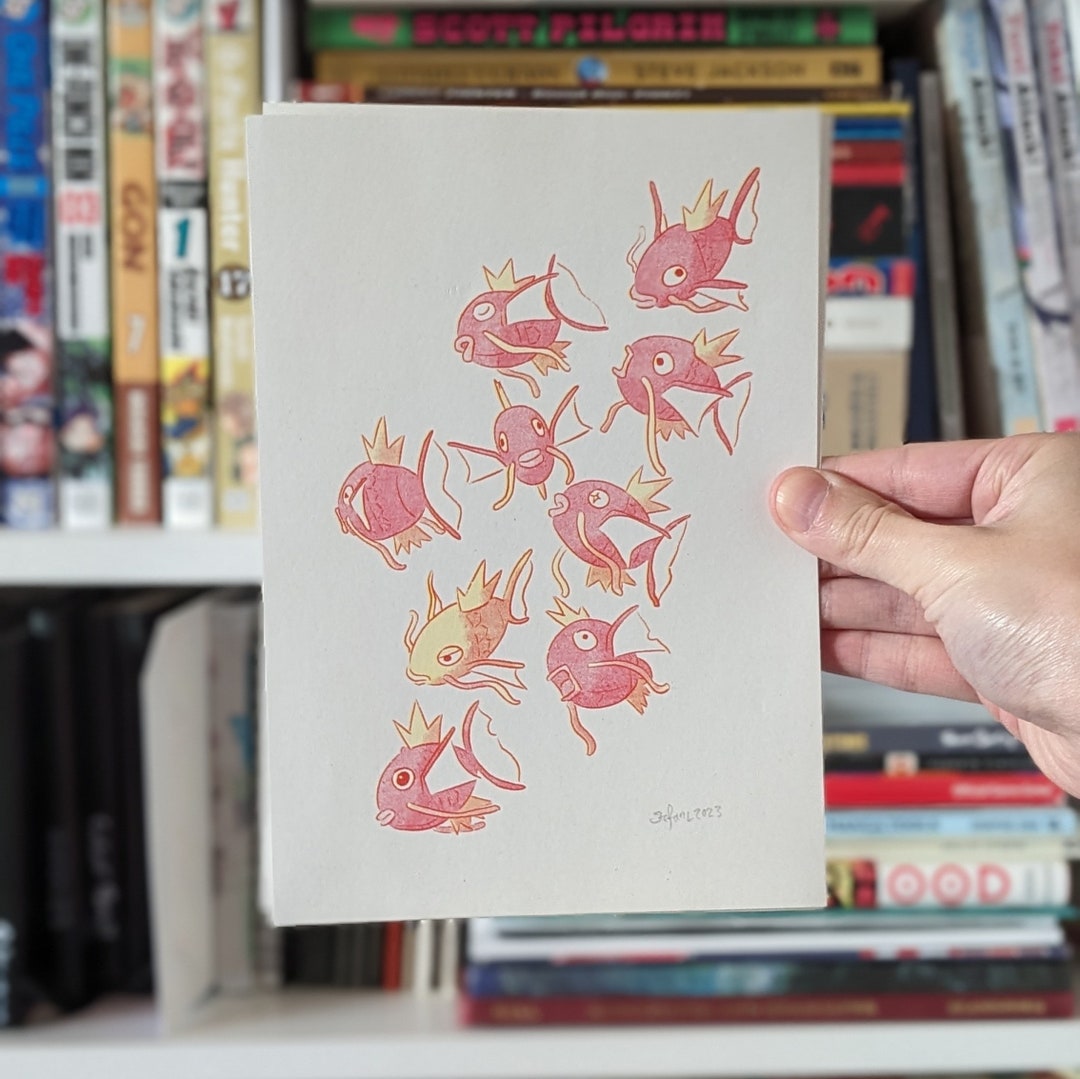 Pokemon Magikarp Risograph. A5 Cute Fishy Koi Carp - Etsy