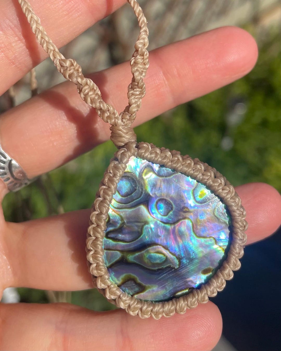 Abalone Shell Macrame Necklace (gemstones, Jewellery, Gift, Present ...