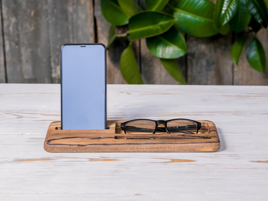Wooden Night Cell Phone Stand Pen Eyeglass Holder Charging - Etsy