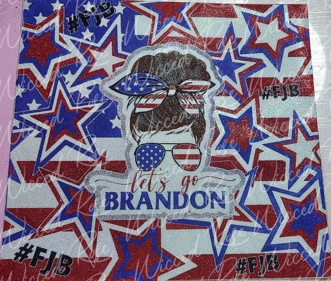 Let's Go Brandon Messy Bun #FJB With Flag Burst Tumbler Wrap - Etsy