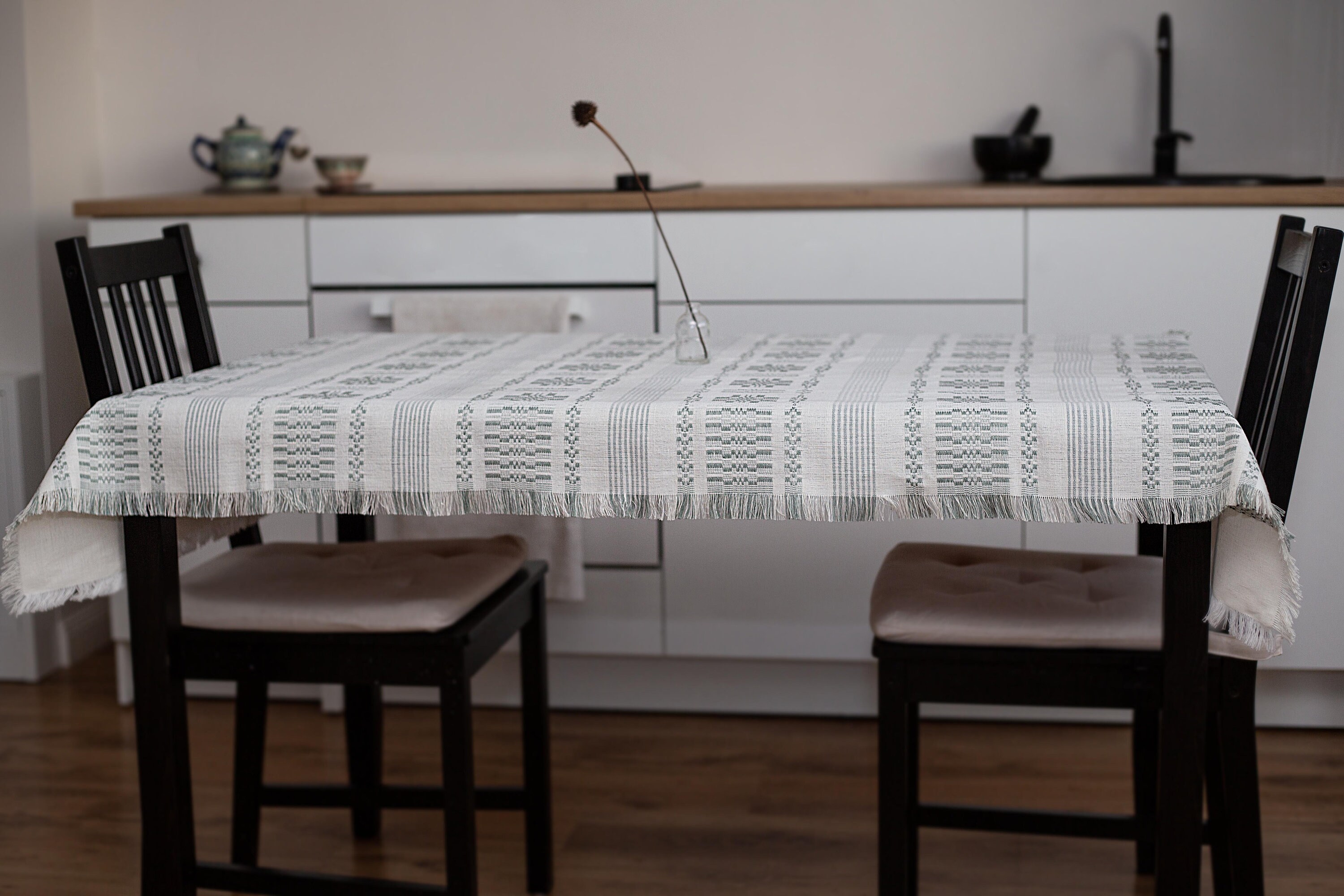 Unique Rustic Vintage Woven Linen Tablecloth With Baltic Ornaments ...