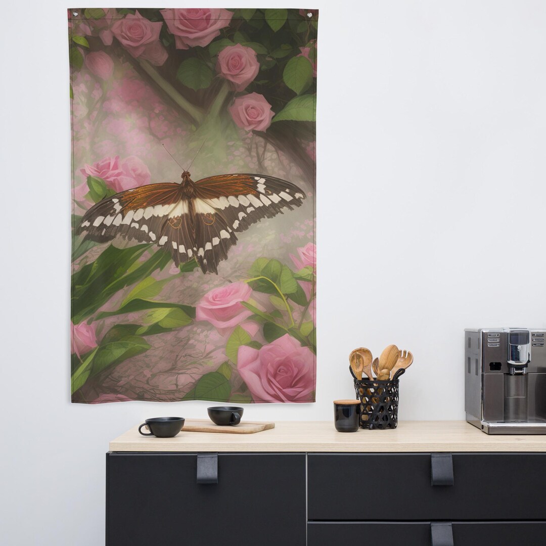 Giant Swallowtail Butterfly & Roses Flag - Etsy