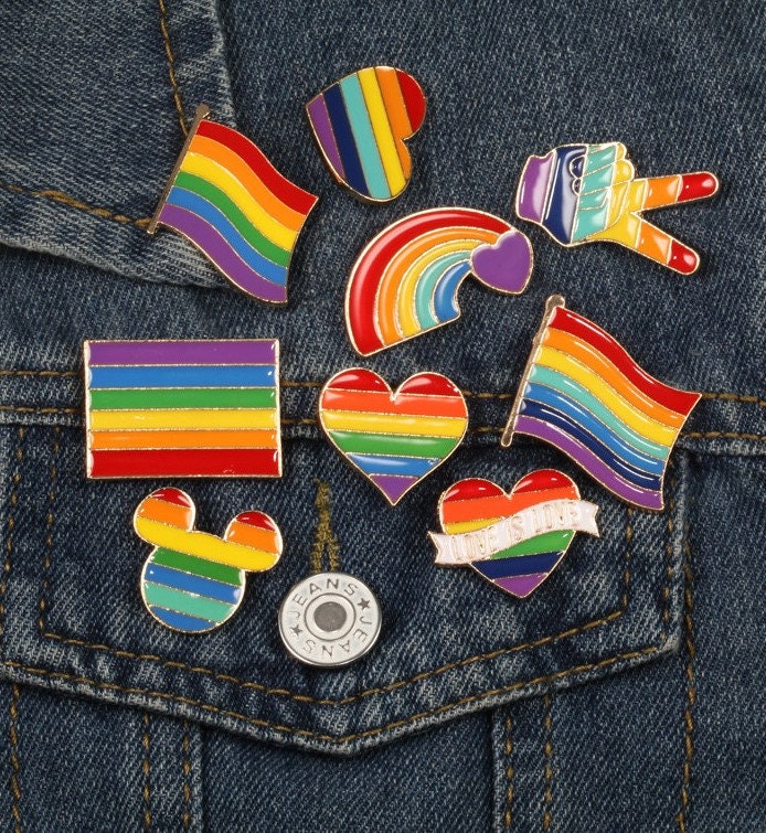 LGBTQ Enamel Pins Pride Pins LOVE Pins Rainbow Pins NHS Pins Colourful ...
