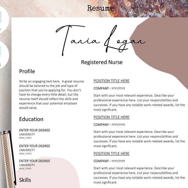 Colorful Modern Resume Template Word, Pages Compatible - Etsy