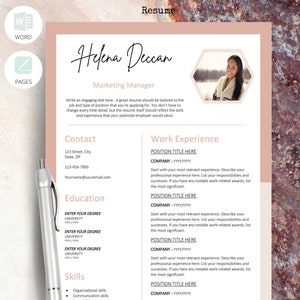 Pink CV Resume Template for MS Word and MAC Pages Cv Template With ...