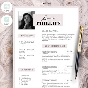 Pink Chic Resume Template for Mac & Word CV Template for Working Woman ...