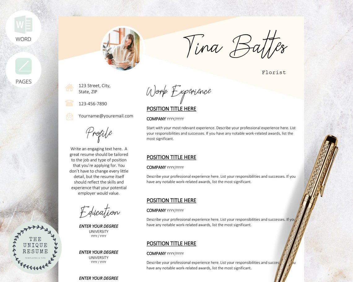 Creative Resume Template for Pages, Word CV Template Modern Resume ...