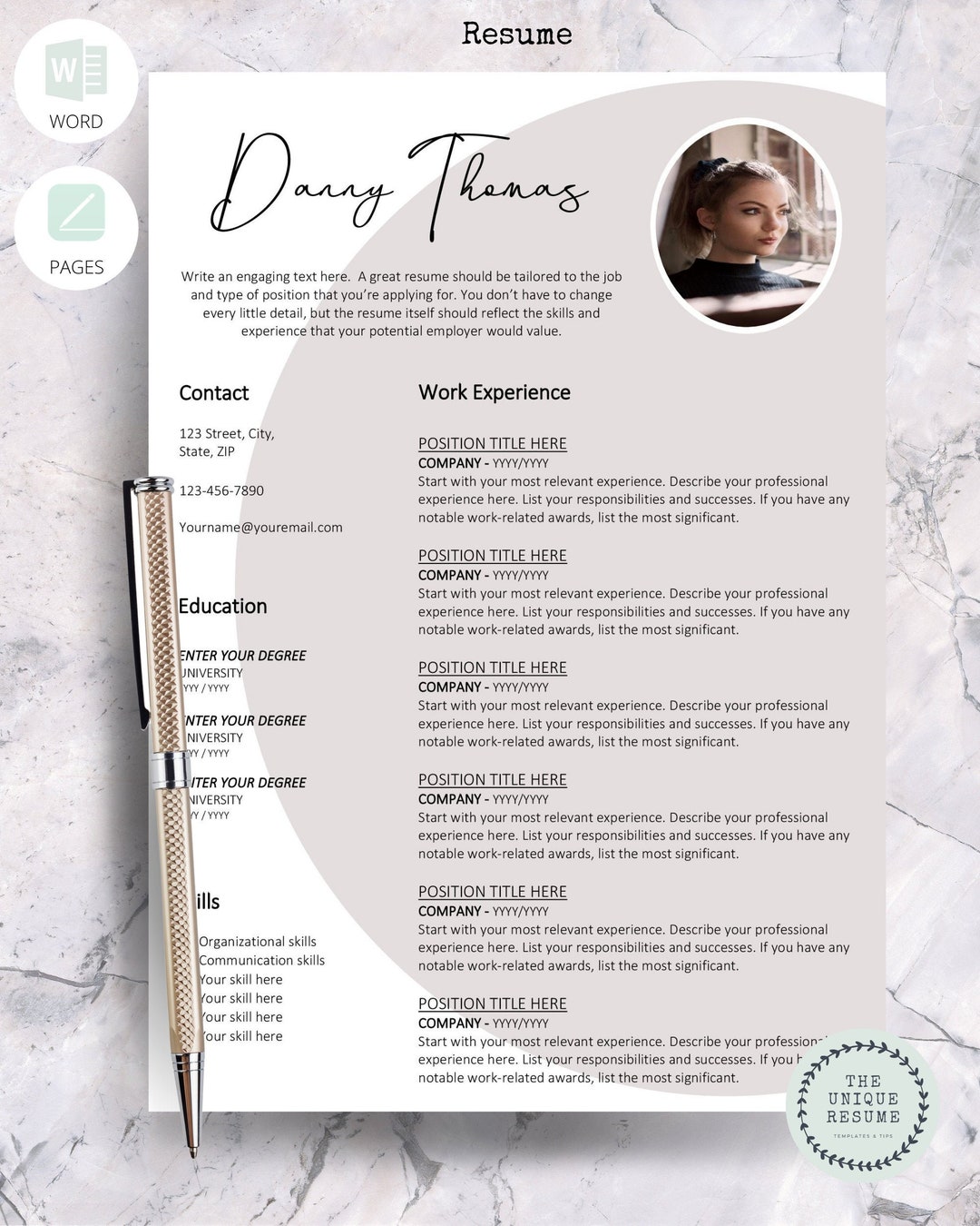 Purple CV Resume Template CV Template Modern - Etsy