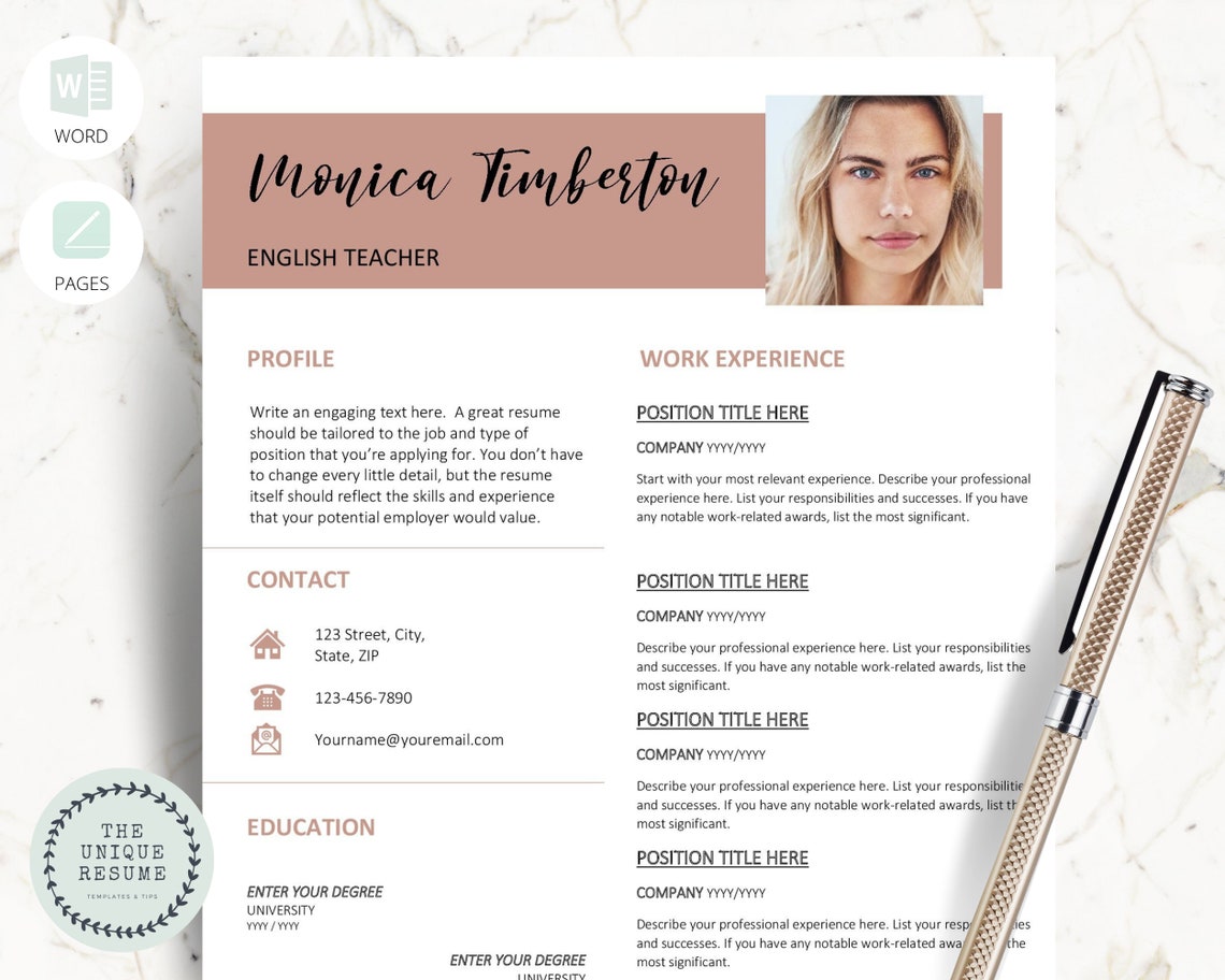 Colorful Resume Template for Word Pages Creative and Modern - Etsy