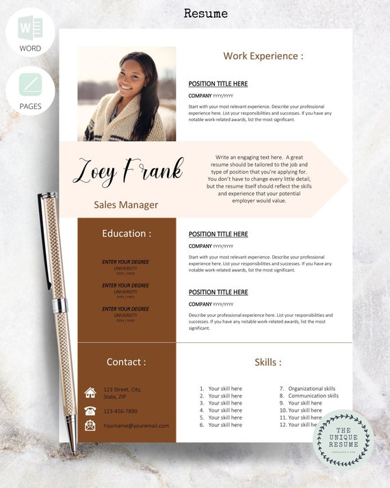 Colorful Resume Template for Word Pages Creative and Modern | Etsy