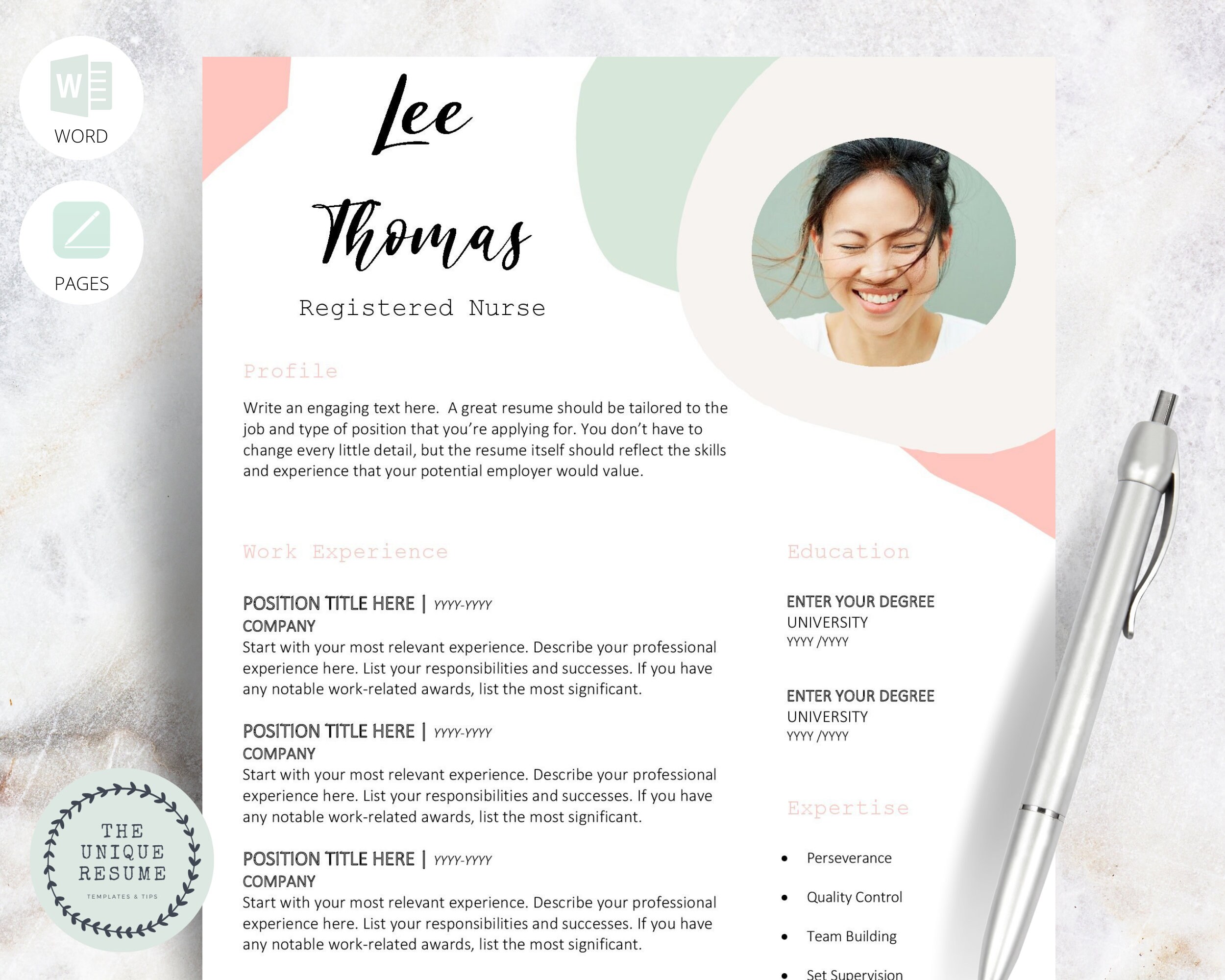 Colorful and Creative Resume Template for Pages and Word - Etsy