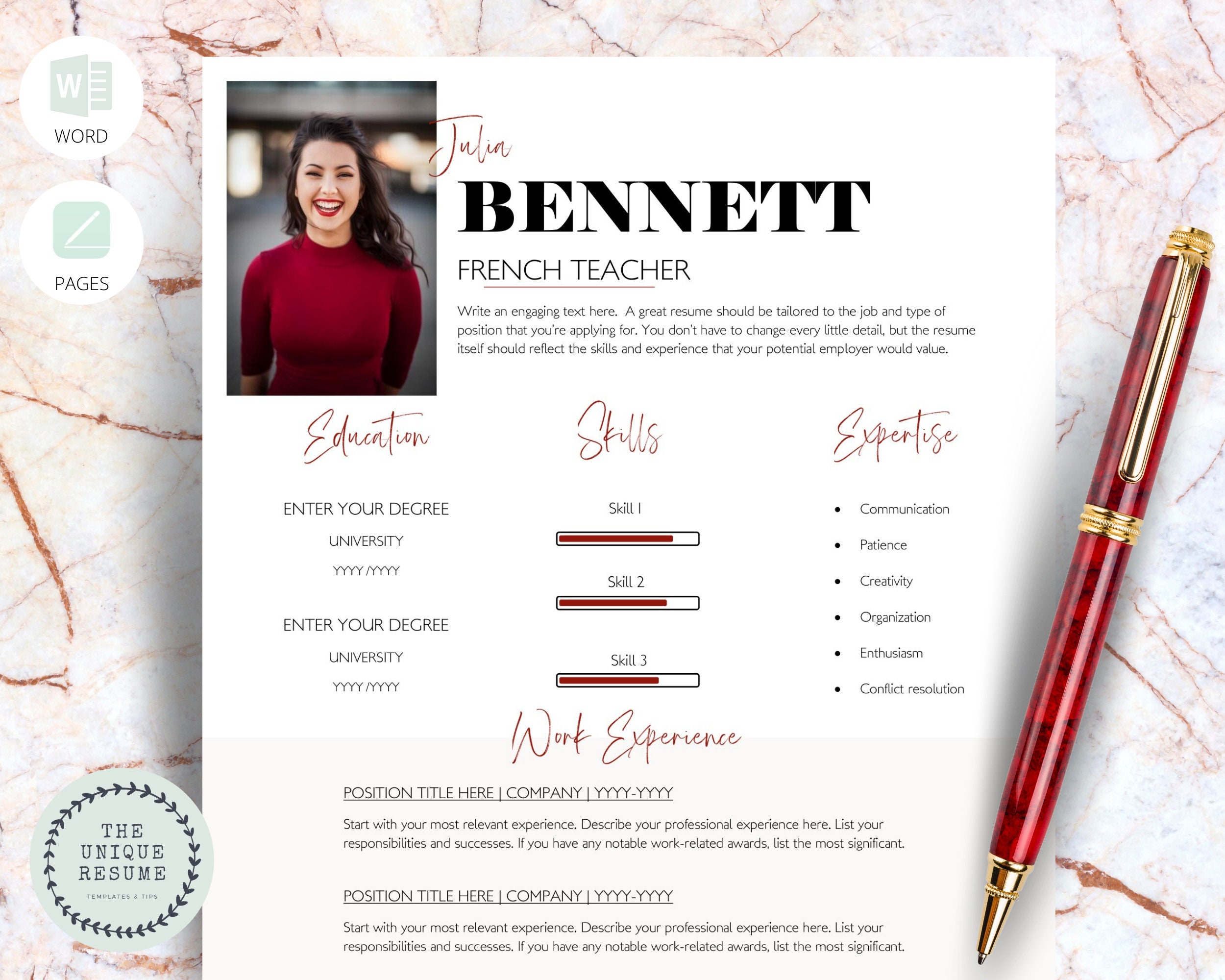 Teacher Resume Template Stylish & Design Resume Professional Resume ...