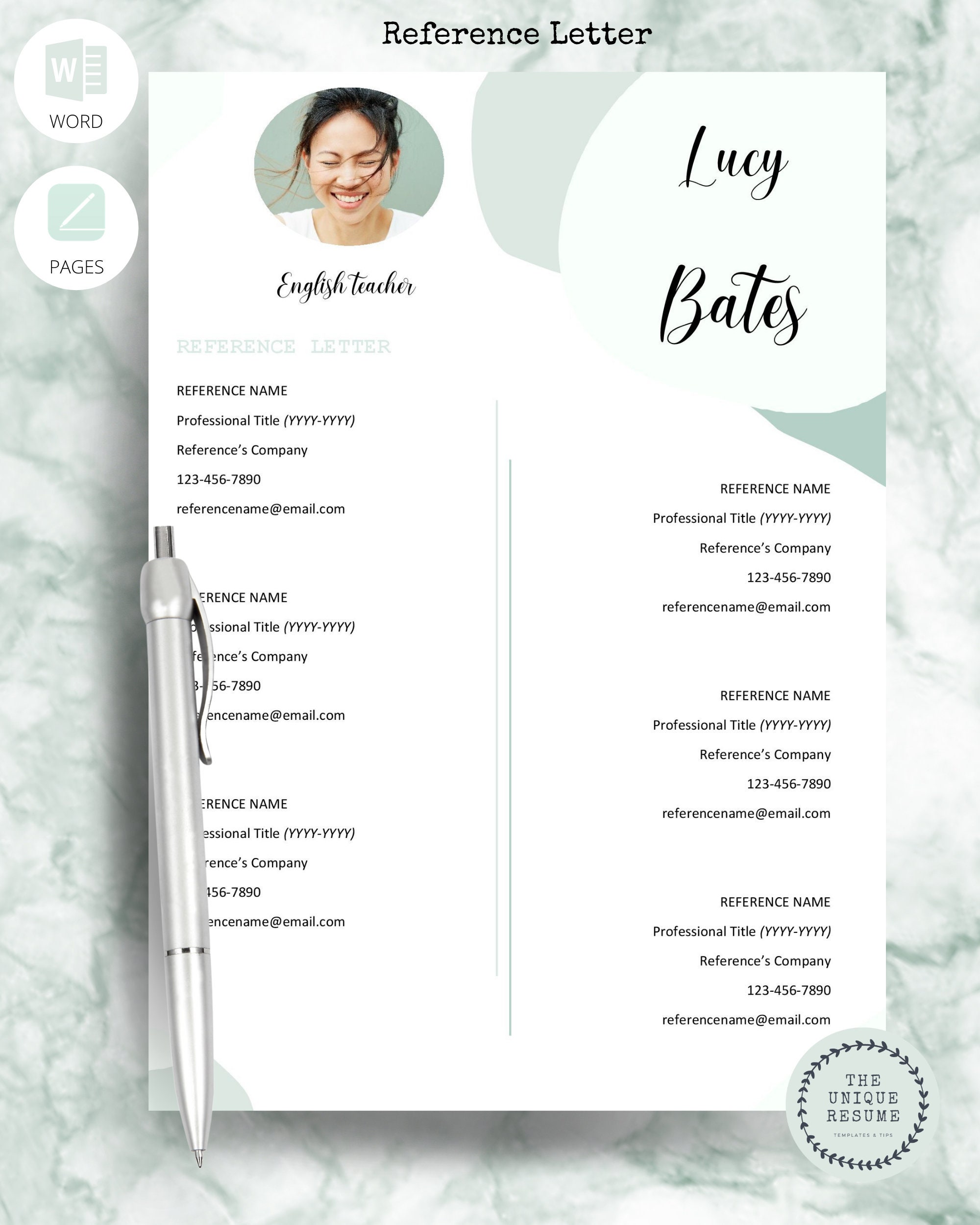 Green and Creative Resume Template Green (Download Now) - Etsy