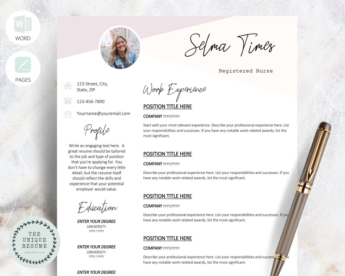 Creative Resume Template for MS Word & MAC Pages Modern CV Template - Etsy