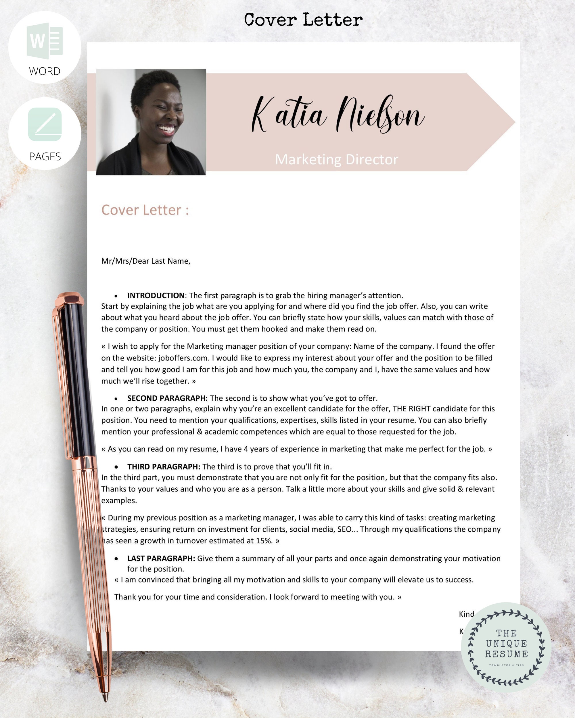 Creative Resume Template Pink Cv, Resume for Woman, Girl - Etsy