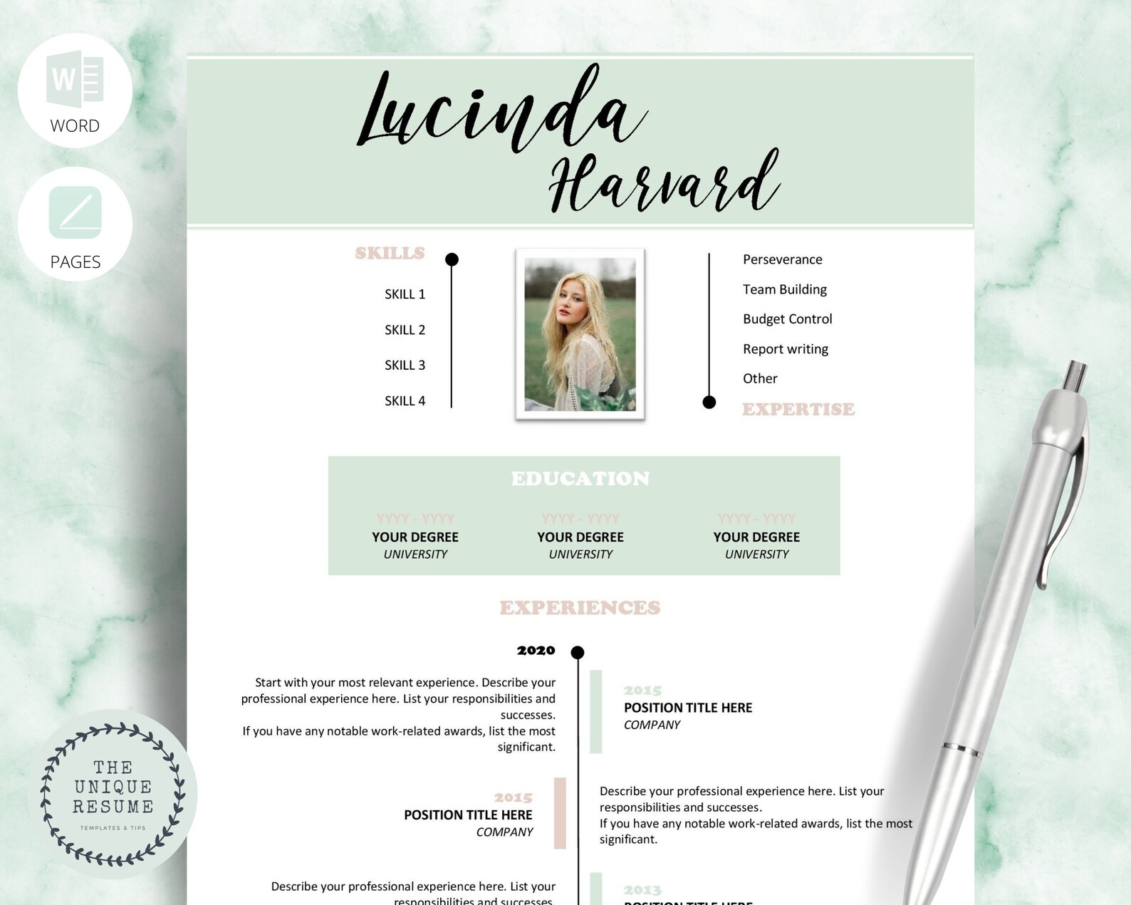 Colorful Resume Template for Word and Mac Pages Creative - Etsy