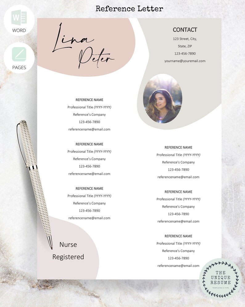 Pink & Grey Colorful Resume Template for Word Pages - Etsy Canada