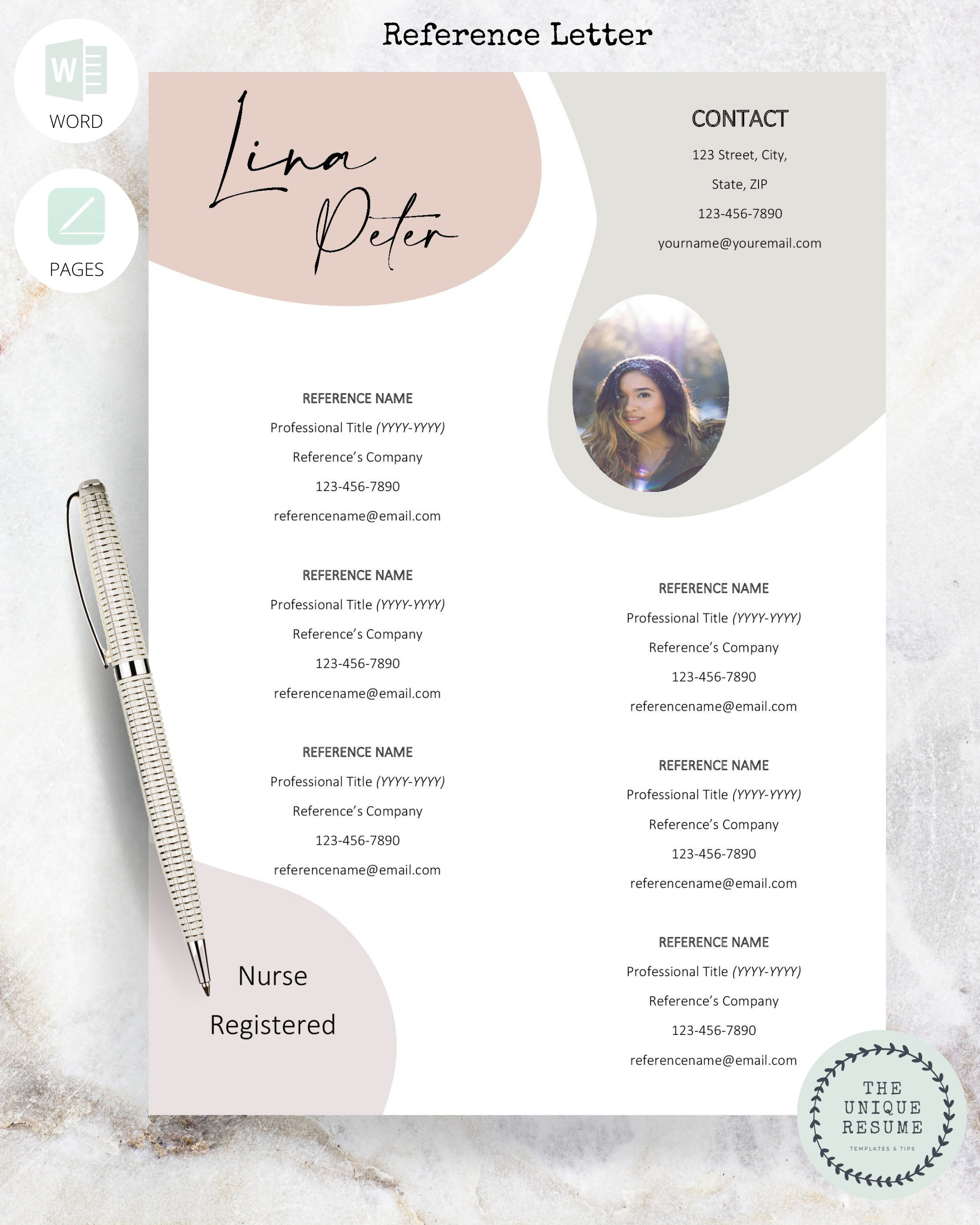 Pink & Grey Colorful Resume Template for Word Pages - Etsy Australia