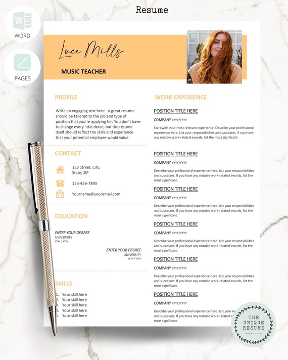 Colorful Resume Template for Word Pages Creative and Modern - Etsy