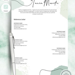 Green CV Resume Template for MS Word and MAC Pages Cv Template Without ...