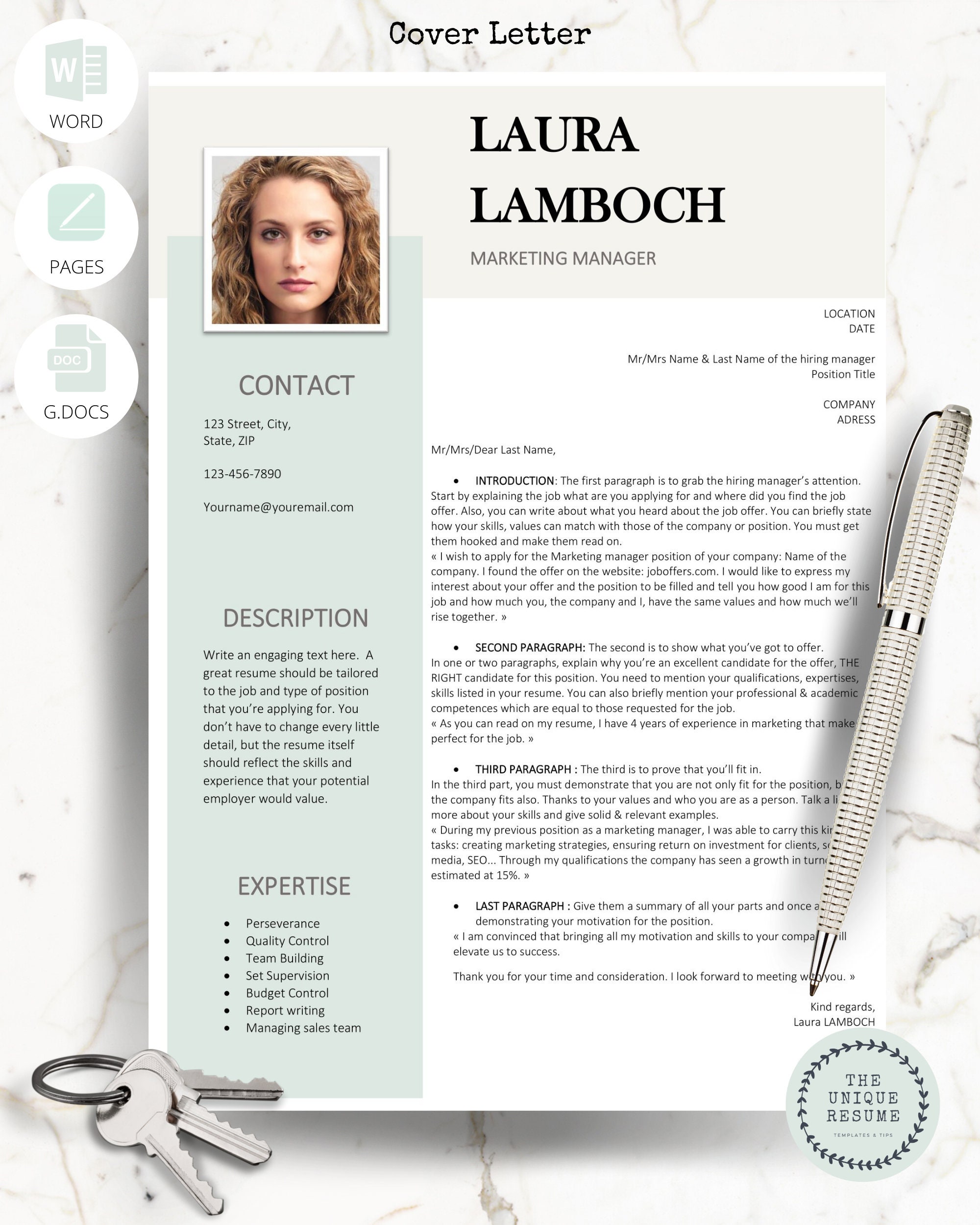 Scandinavian & Minimalist Resume Template Resume Template for MS Word ...