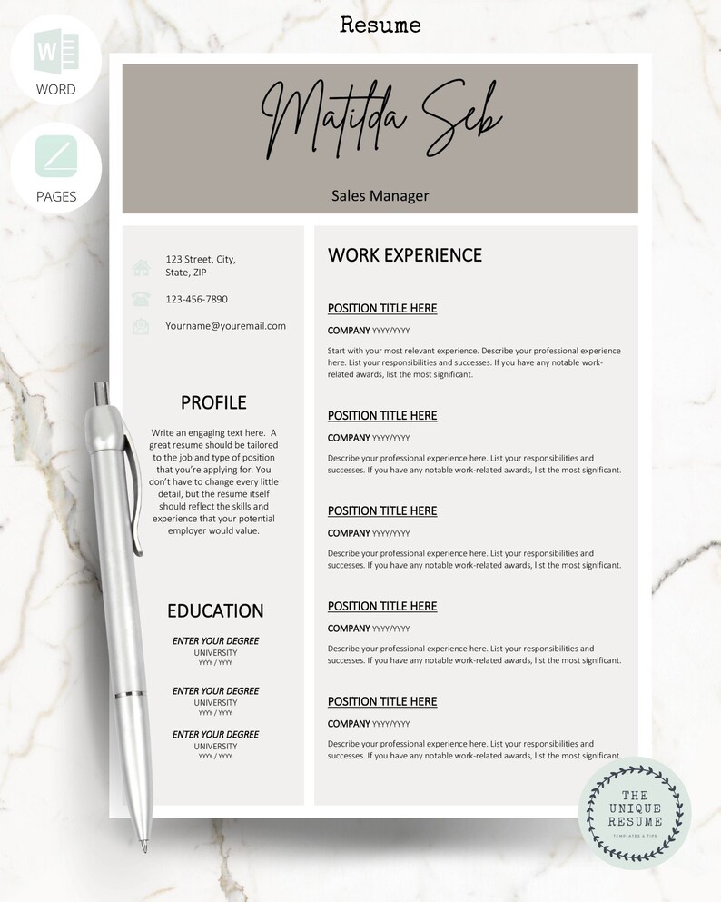 Chic and Design CV Resume Template CV Template Modern (Instant Download ...