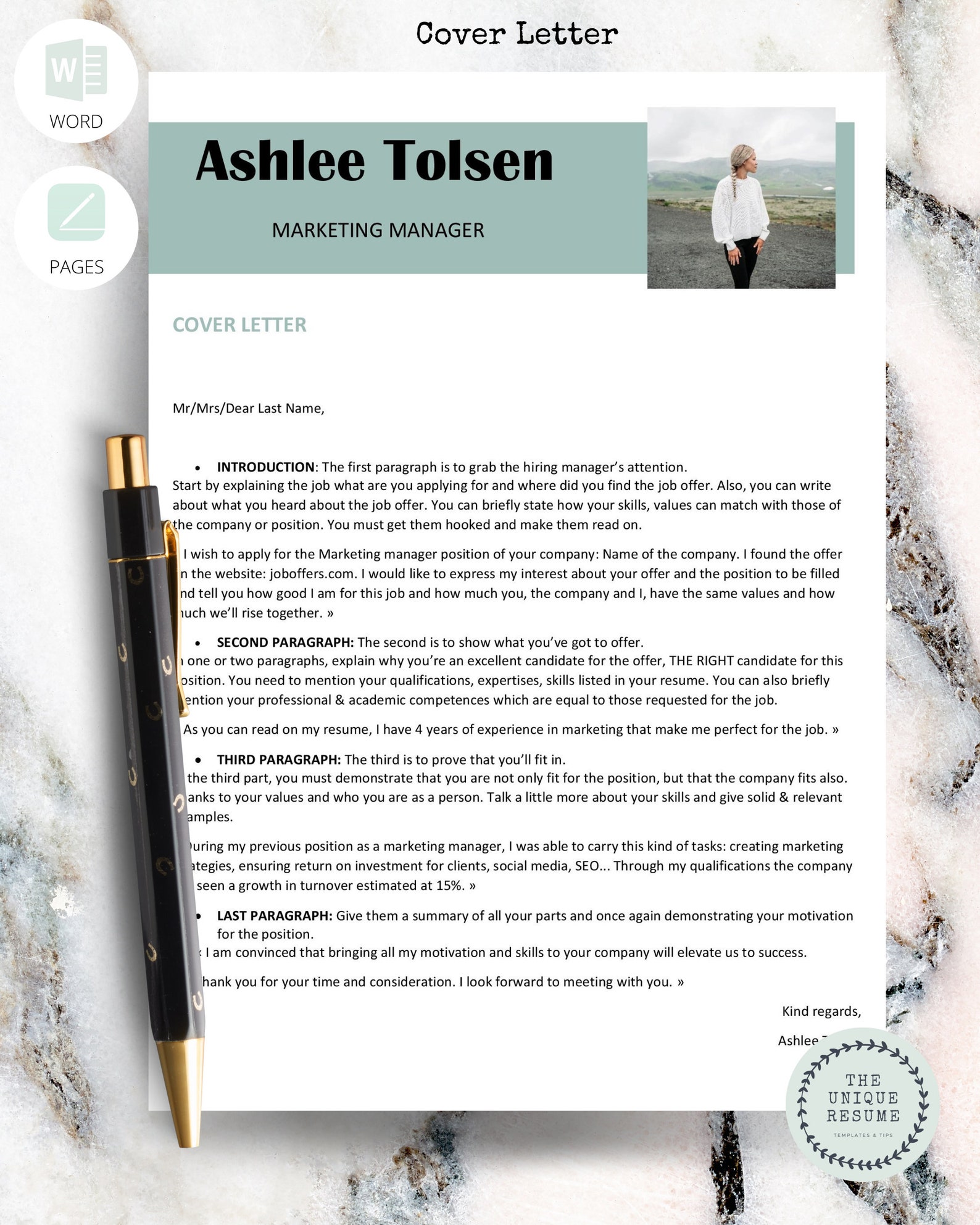 Blue Resume Template CV Template Modern Resume Design - Etsy UK