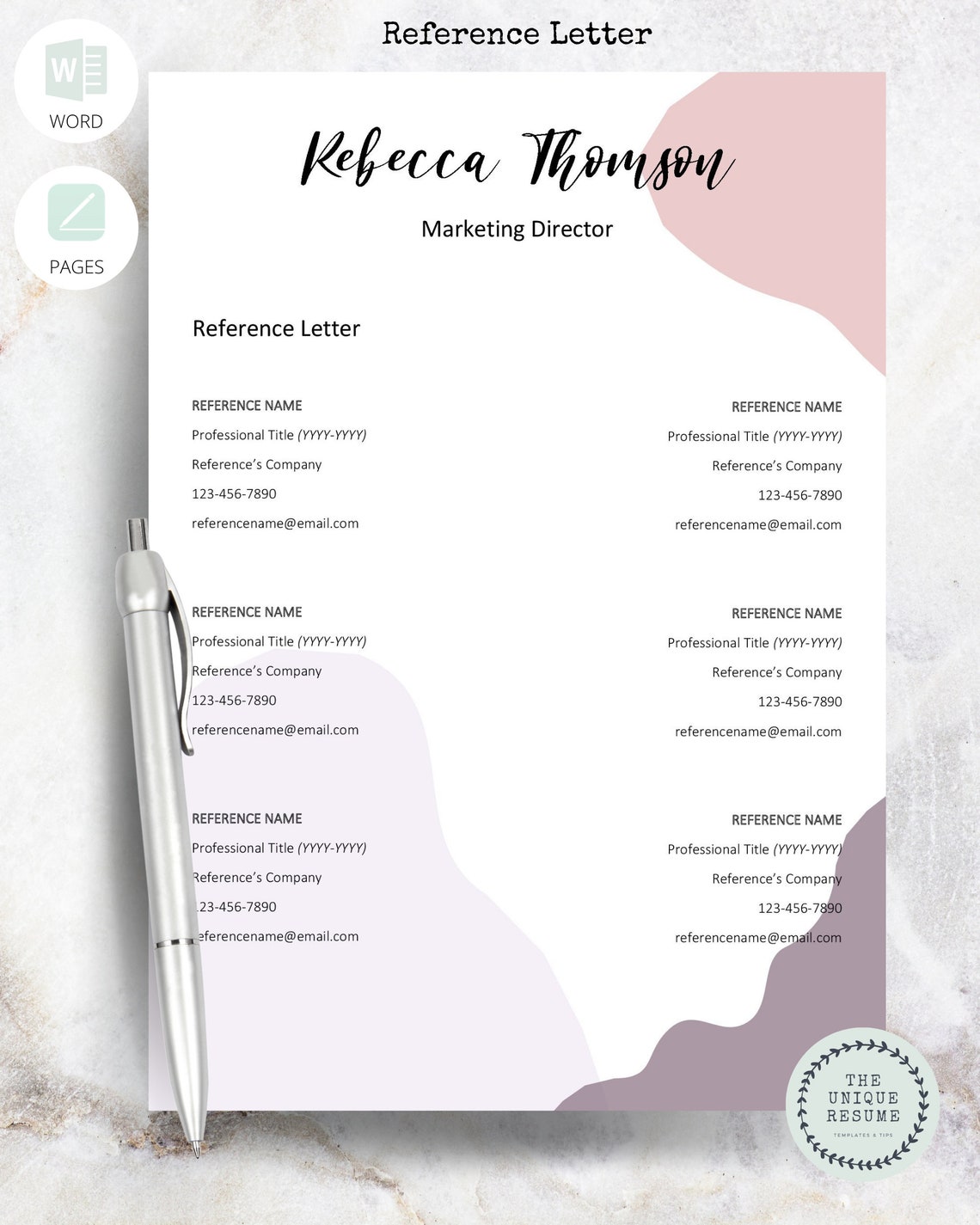 Creative & Geometric Resume Template for Word, MAC Pages CV Template ...