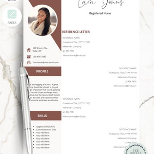 Beige & Brown Modern Resume Template Word, Pages Compatible - Etsy