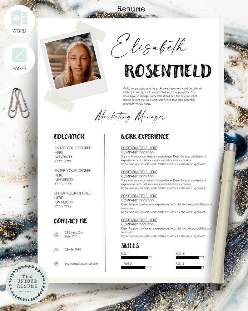 Beige Resume Template for Word and MAC Pages Creative CV - Etsy