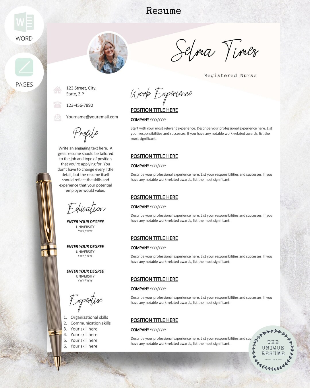 Creative Resume Template for MS Word & MAC Pages Modern CV Template - Etsy