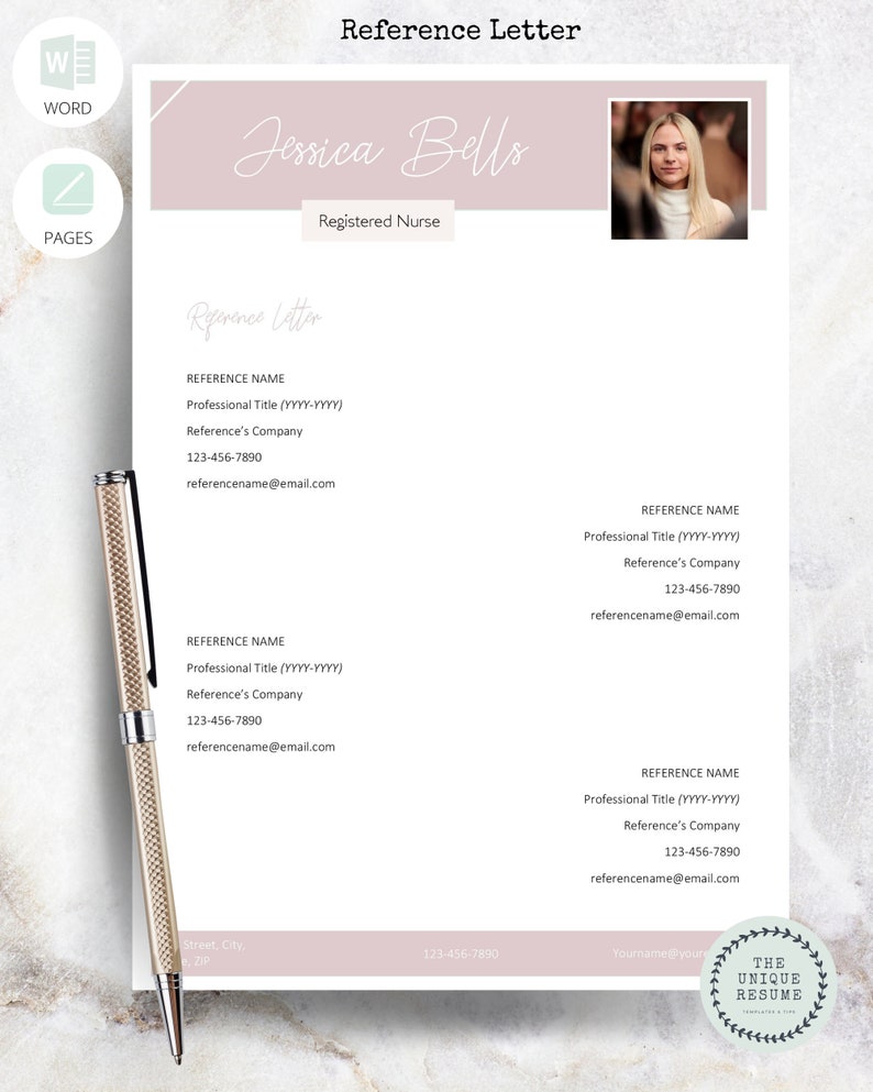 Pink Modern Resume Template for Word & Pages Pink Creative CV Template ...
